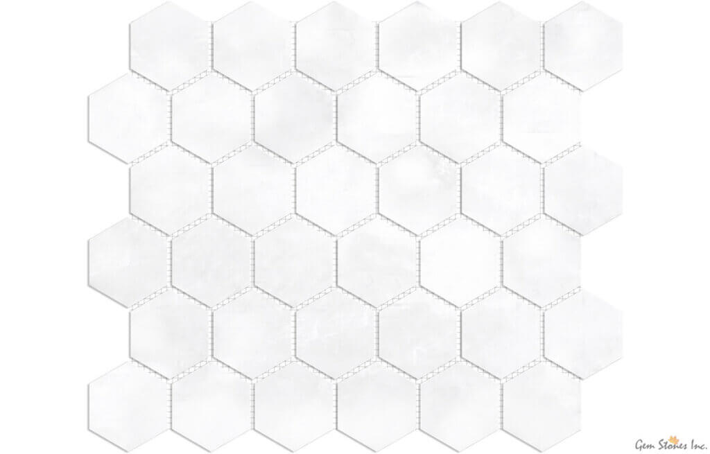 Ice White Marble 2″ Hexagon Polished Mosaic