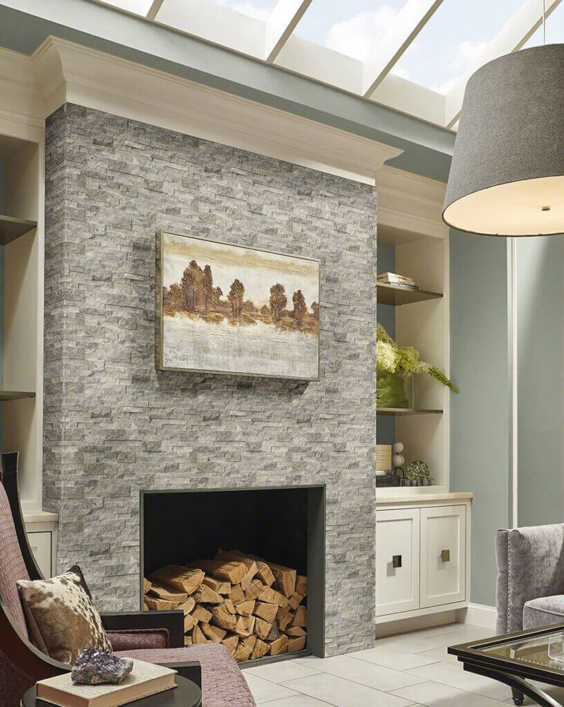 Silver Travertine Ledger Panel
